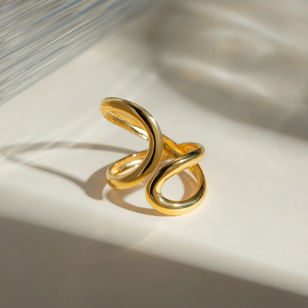 Stainless-Steel-Anti-Allergic-Wave-Irregular-Geometry-Hollow-Opening-Ring-Stylish-PVD-18k-Plated ...