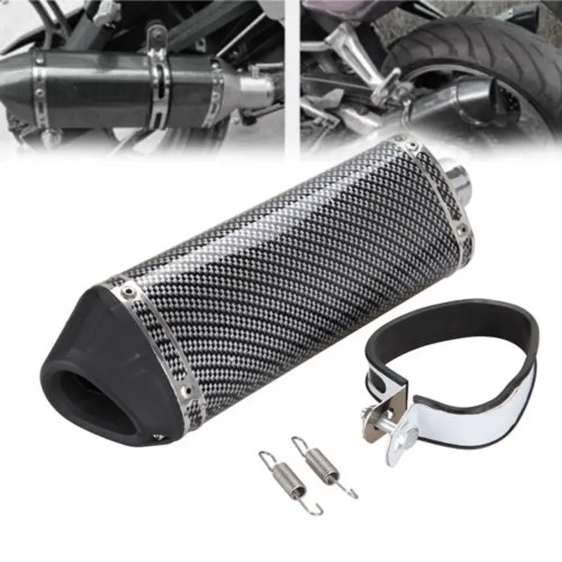 Motorcycle Exhaust Muffler Pipe 38mm Aluminum Carbon Fiber For Dirt Pit ...