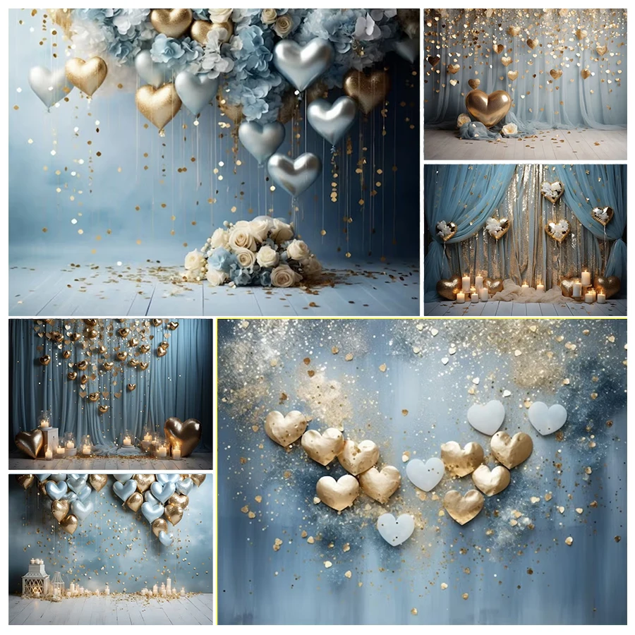 Photography-Background-Gold-Lover-Blue-Gold-Heart-Stars-Lights ...