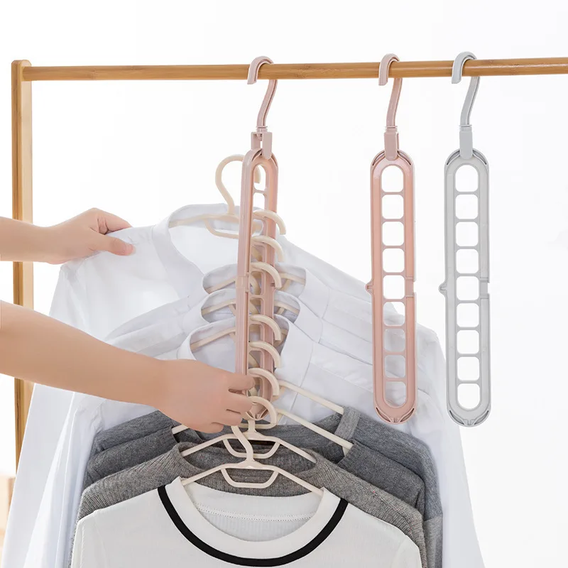 Nine-hole Rotating Multi-function Folding Hanger Clothes Coat Hanger ...