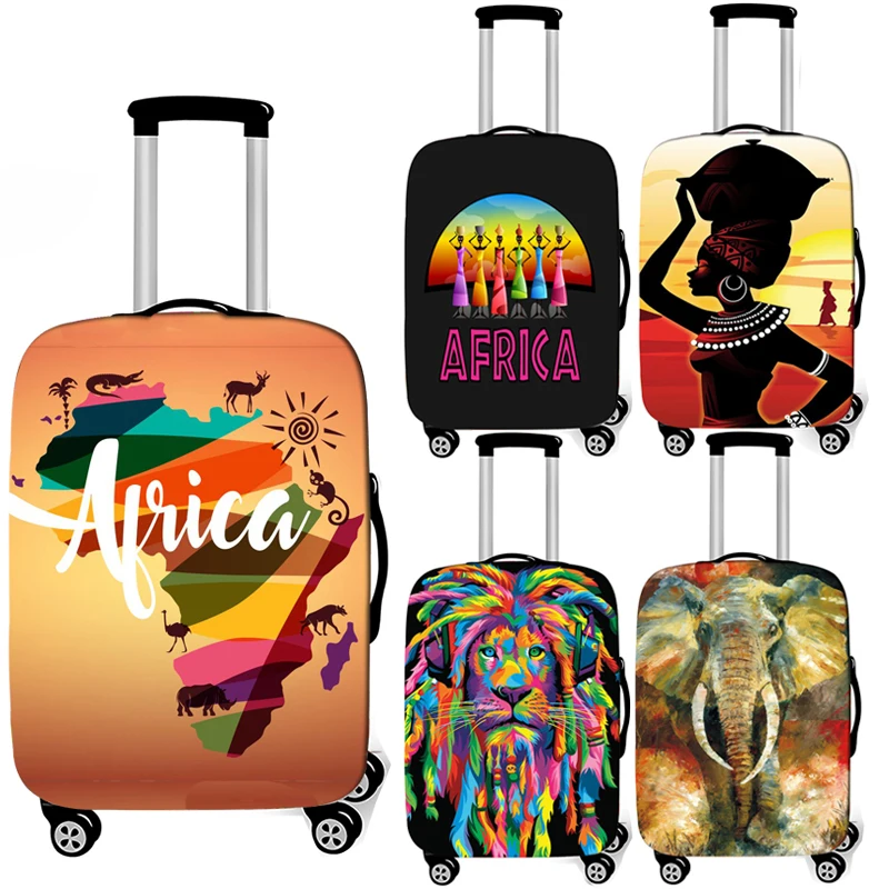 Africa Map / Roots Luggage Cover Afro Regge Lion Elastic Suitcase Cover ...