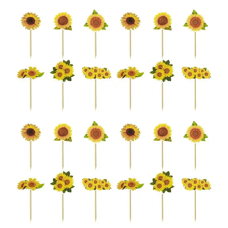 24pcs-Sunflower-Cake-Topper-Cupcake-Topper-DIY-Wedding-Birthday-Party ...