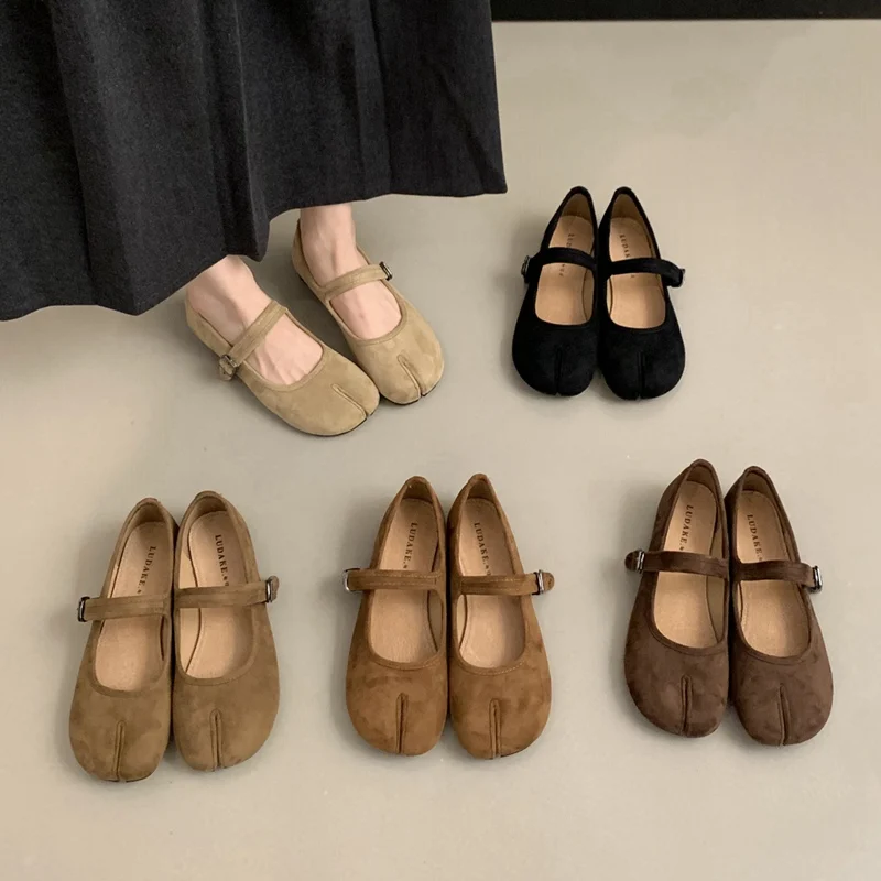 Split-Toe-Flats-Ballet-Shoes-Woman-Slip-On-Loafers-Soft-Bottom-Moccasin ...