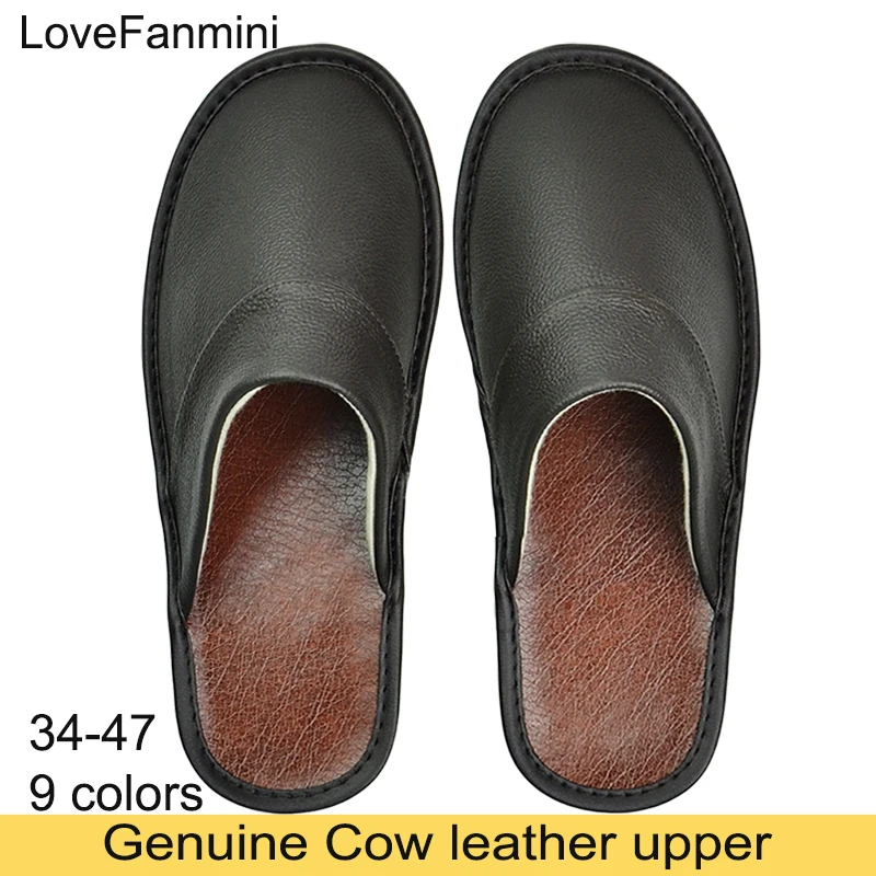 Big-sizeGenuine-Cow-Leather-Slippers-Homes-in-indoor-slipper-Spring ...