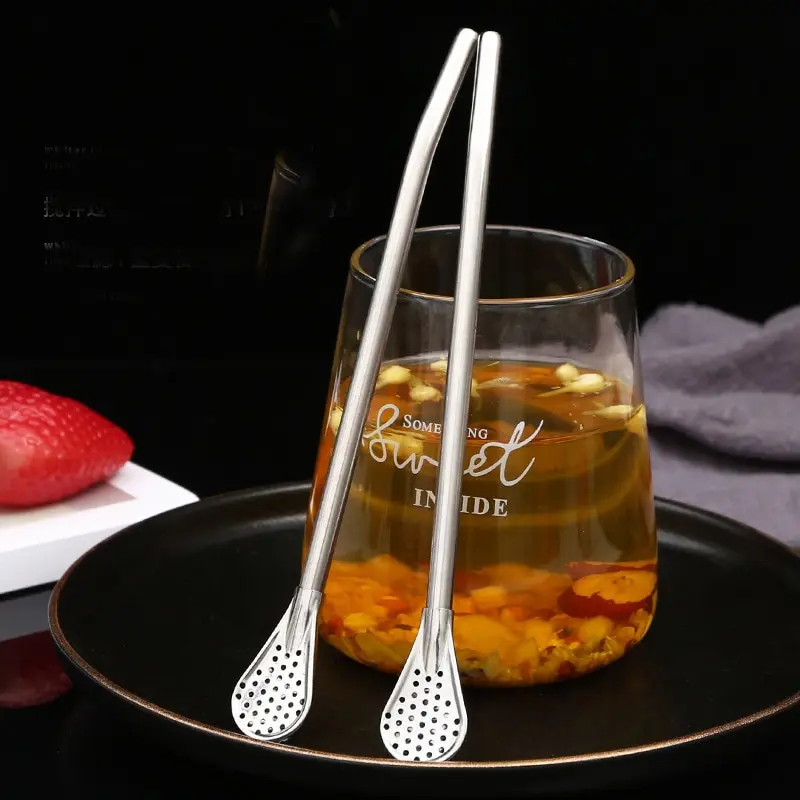 Straw Spoon Multi-purpose Stainless Steel Straw Spoon Cute Creative ...