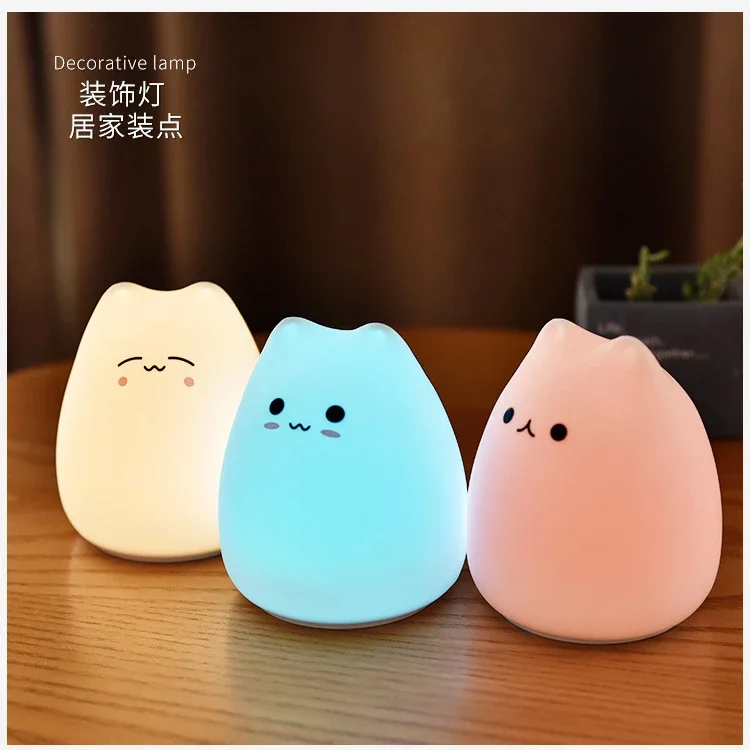 LED-Cat-Silicone-Animal-Light-Night-Lamp-Touch-Sensor-Colorful-Child ...