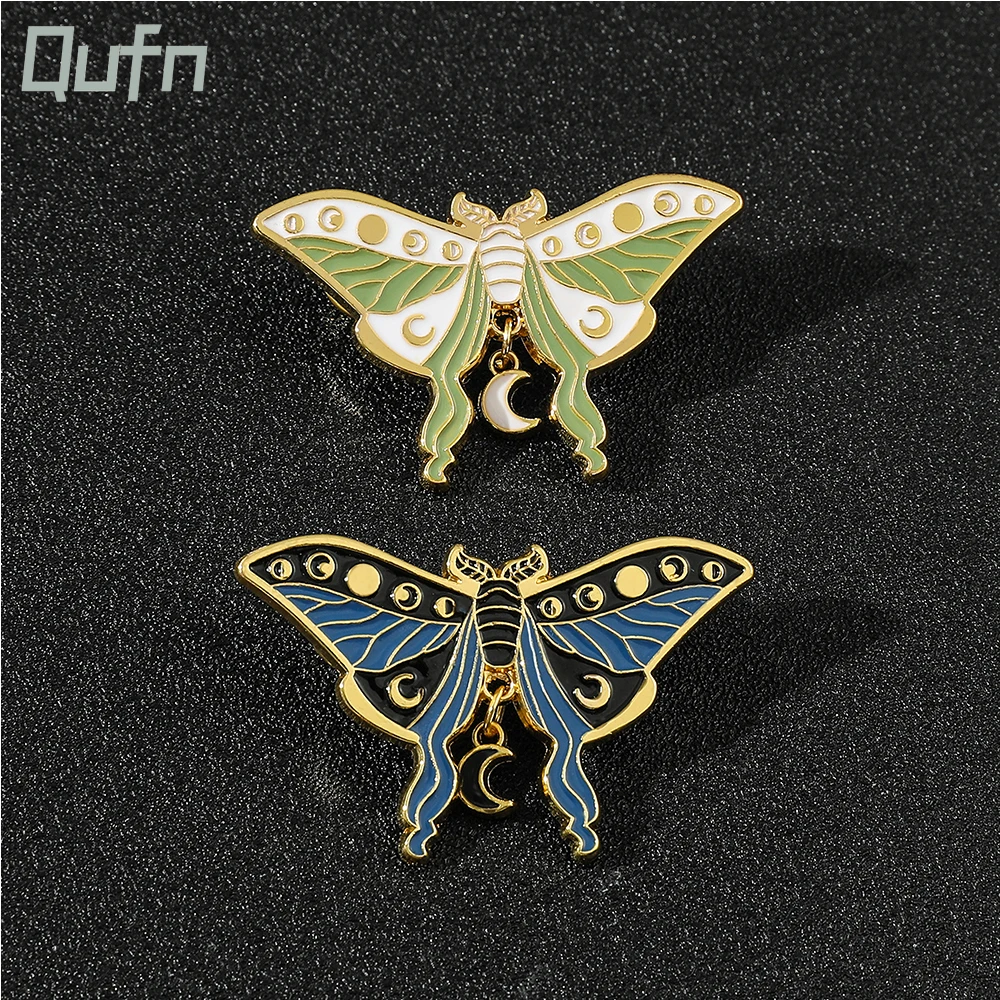 Fashion-Butterfly-Brooch-Enamel-Pins-Lunar-Moth-Badges-Moon-Phases-Brooches-Woman-Dress ...
