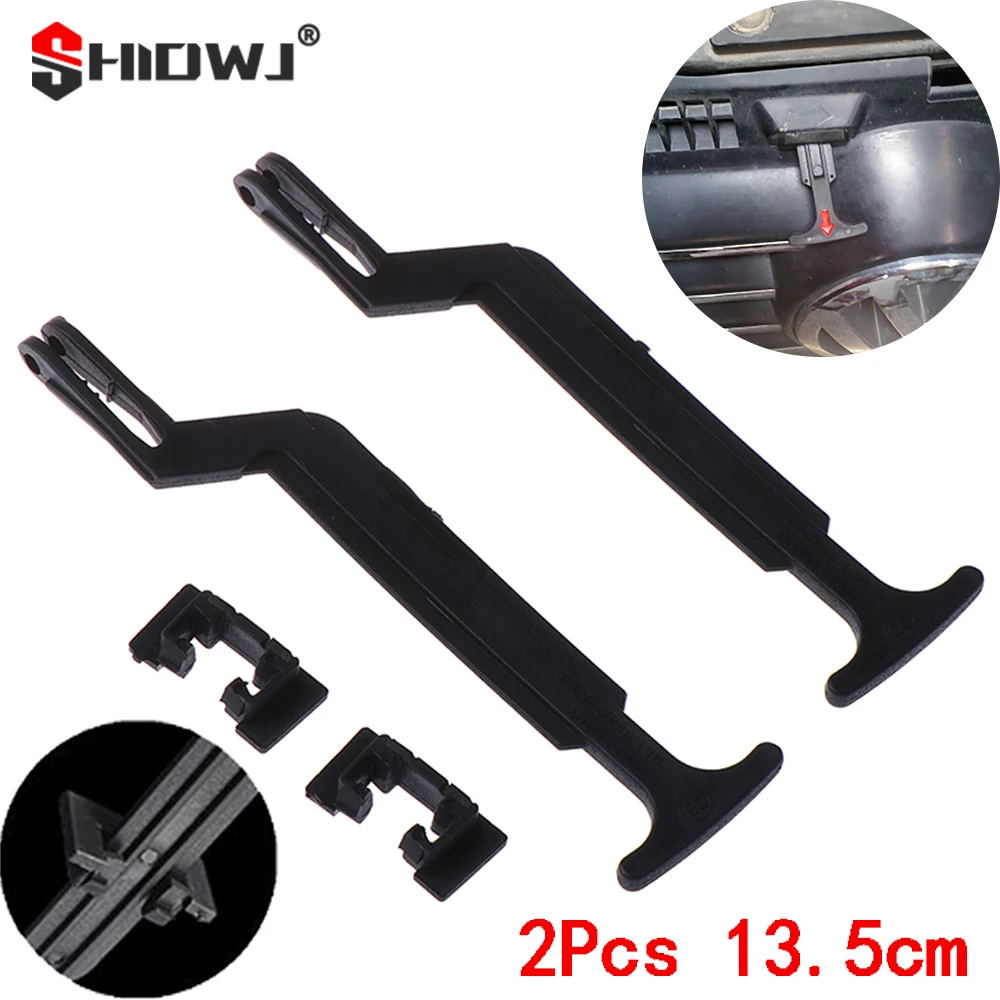 2Pcs-Set-Bonnet-Hood-Release-Rod-Lock-Latch-Black-Handle-Clips ...