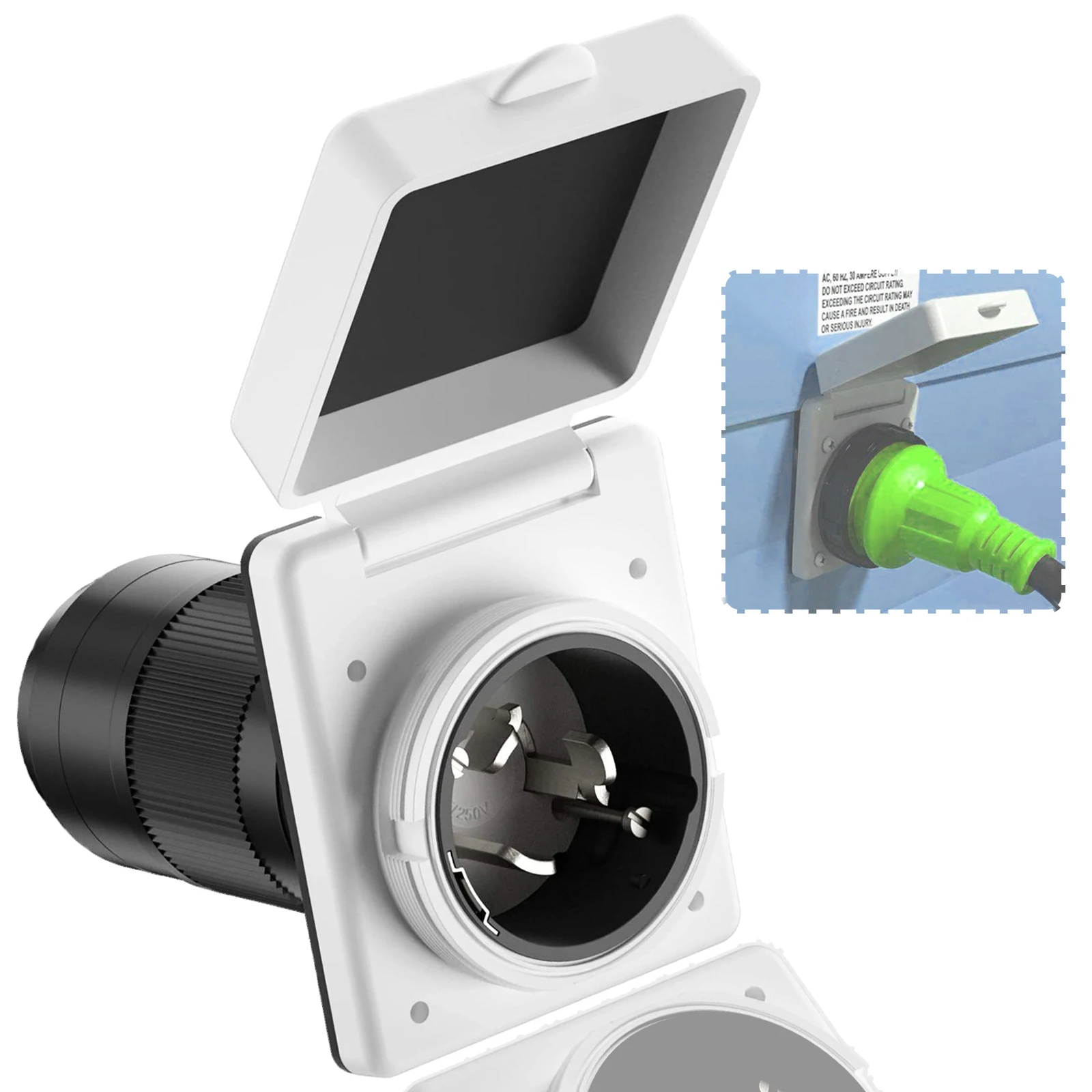 50A 125/250V Power Inlet Receptacle RV Power Twist Lock with 3 ...