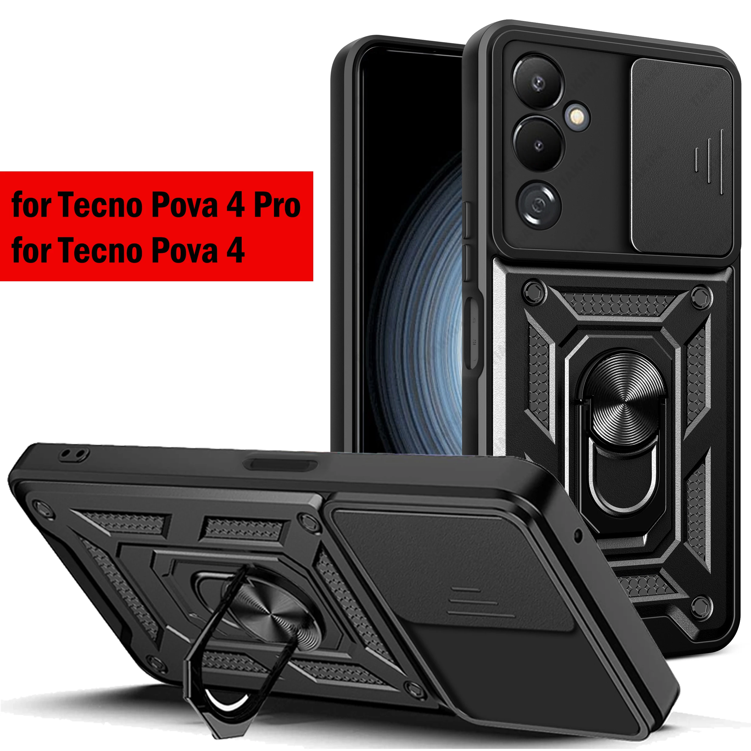 Slide Lens Camera Protect Funda for Tecno Pova 4 Pro Case Magnetic ...