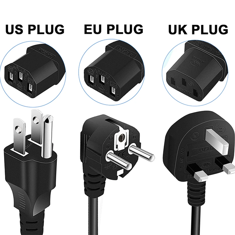3pin 1.2m 500W UK EU US AU Plug Power Supply 10A Fuse Check The Rice ...