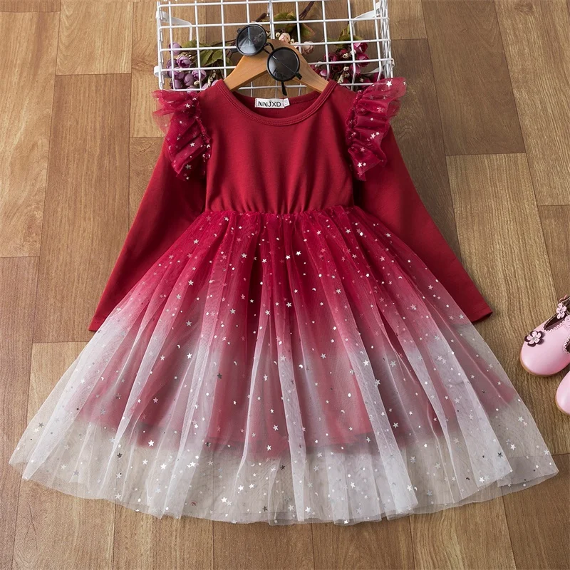 Long-Sleeve-Girls-Dresses-for-Spring-Autumn-Solid-Sequin-Birthday-Party ...