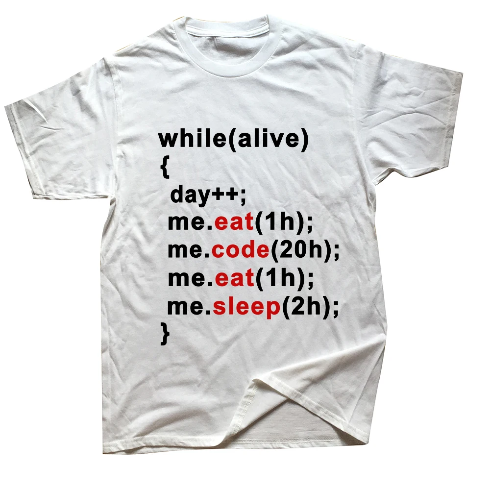 While Alive Programmer T Shirt Men Eat Sleep Code Repeat Programming Software Engineer Developer