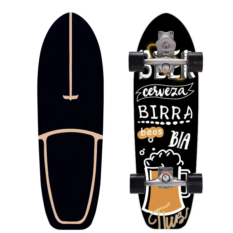 76CM Land Surf Board Complete Assembled Beginner Surf Skate Board Maple ...