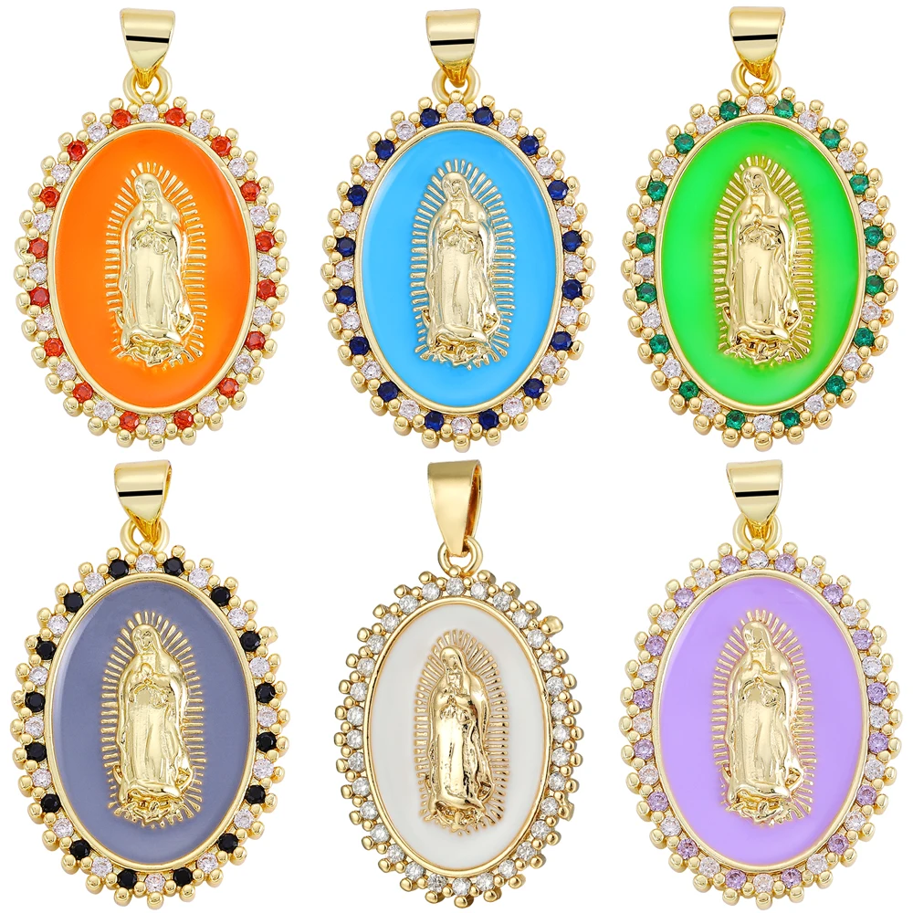 Juya Handmade 18K Real Gold Plated Christian Saint Mary Virgin Enamel ...