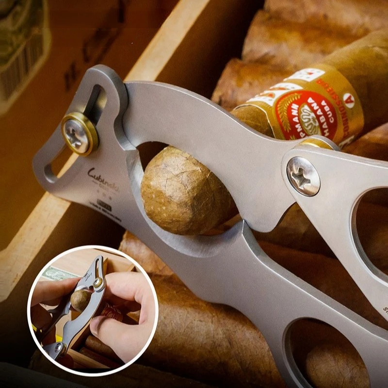 Cigar-Cutter-Handle-Jaws-Stainless-Steel-Blade-Sharp-Big-Ring-High ...