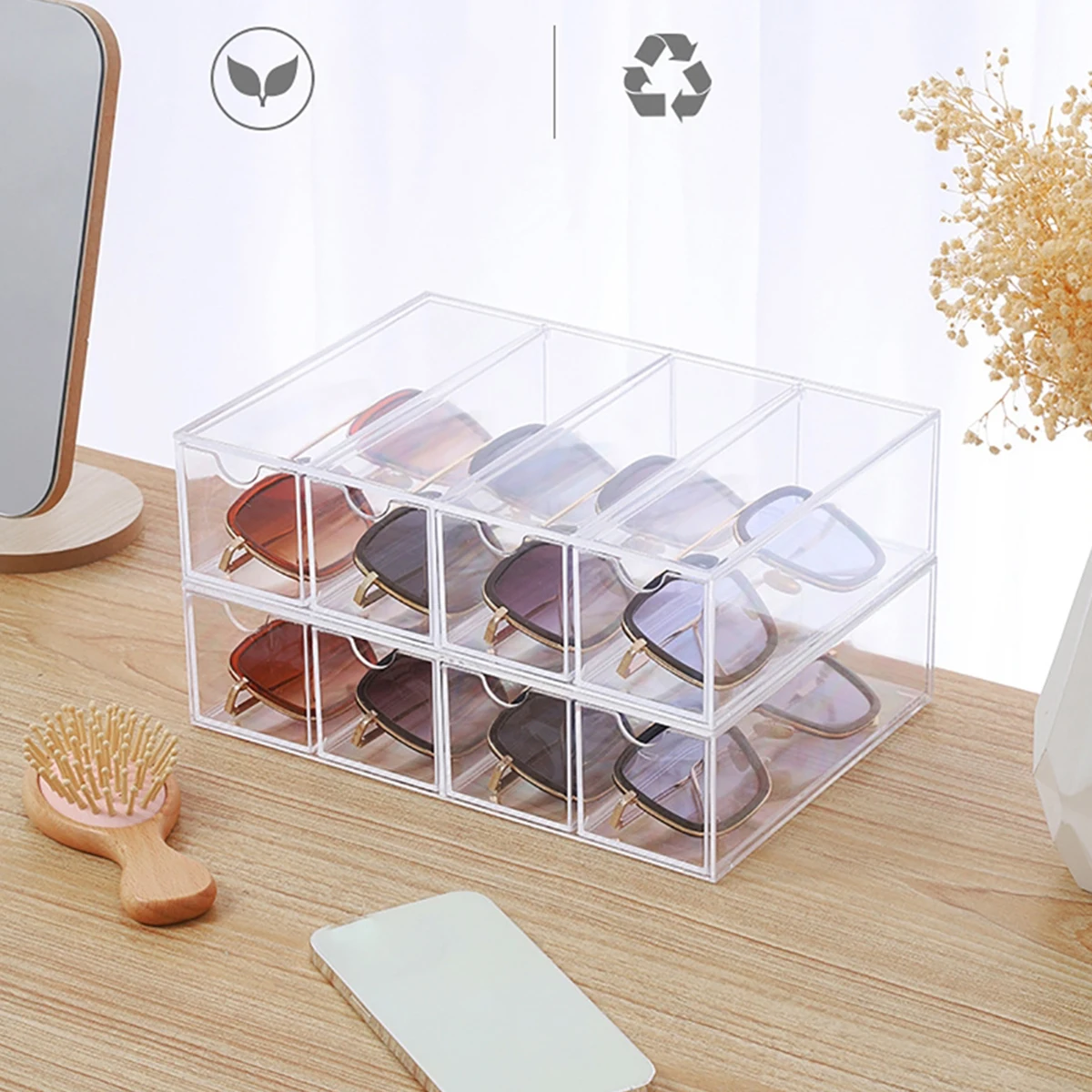 4-Layers-Acrylic-Transparent-Glasses-Organizer-Box-Stackable-Display ...