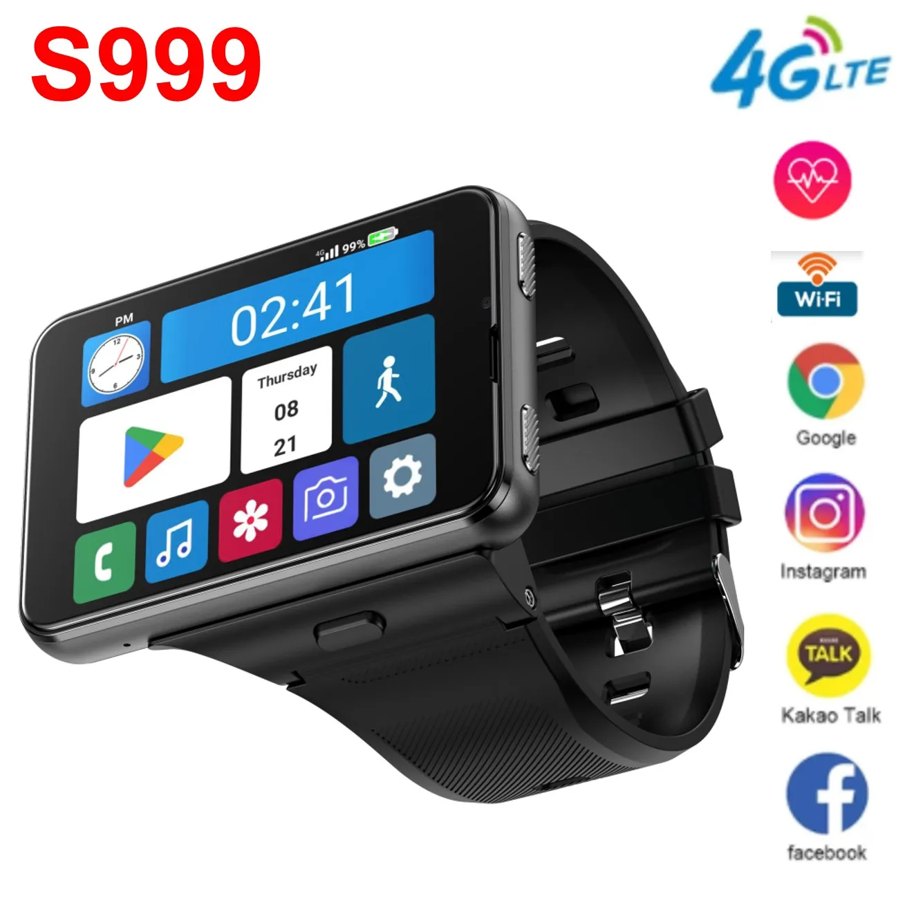 New S999 4G Smart Watch Android 11 MTK6761 Quad Core 4GB 64GB 2.88" HD ...
