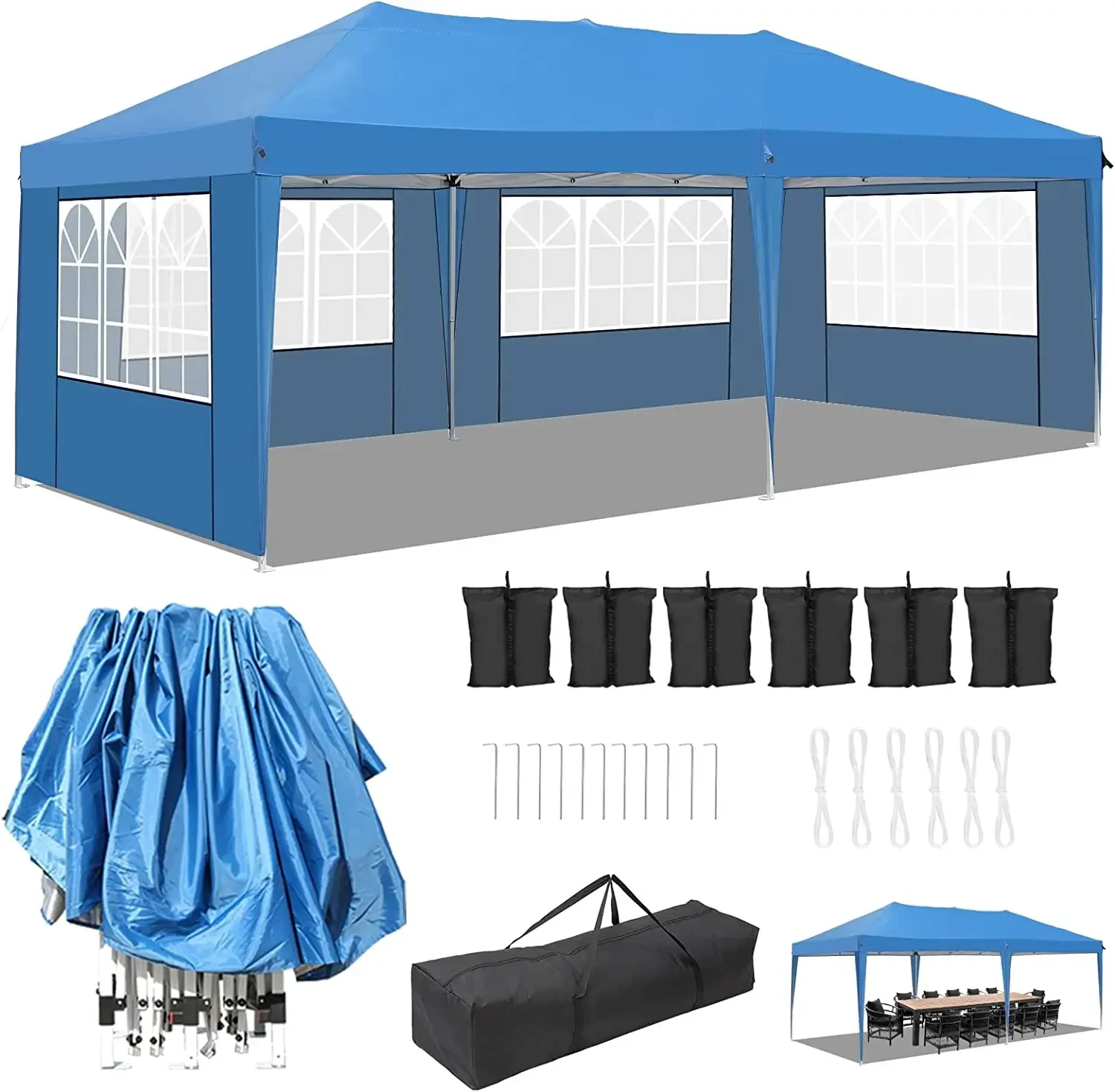 3-X-6m-Waterproof-Pop-Up-Gazebo-Outdoor-Pavilion-Tents-Four-Sides-420D ...