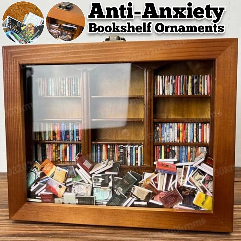 Miniature-Wooden-Bookshelf-Fidget-Toys-Anxiety-Relief-Shaking-Bookshelf ...