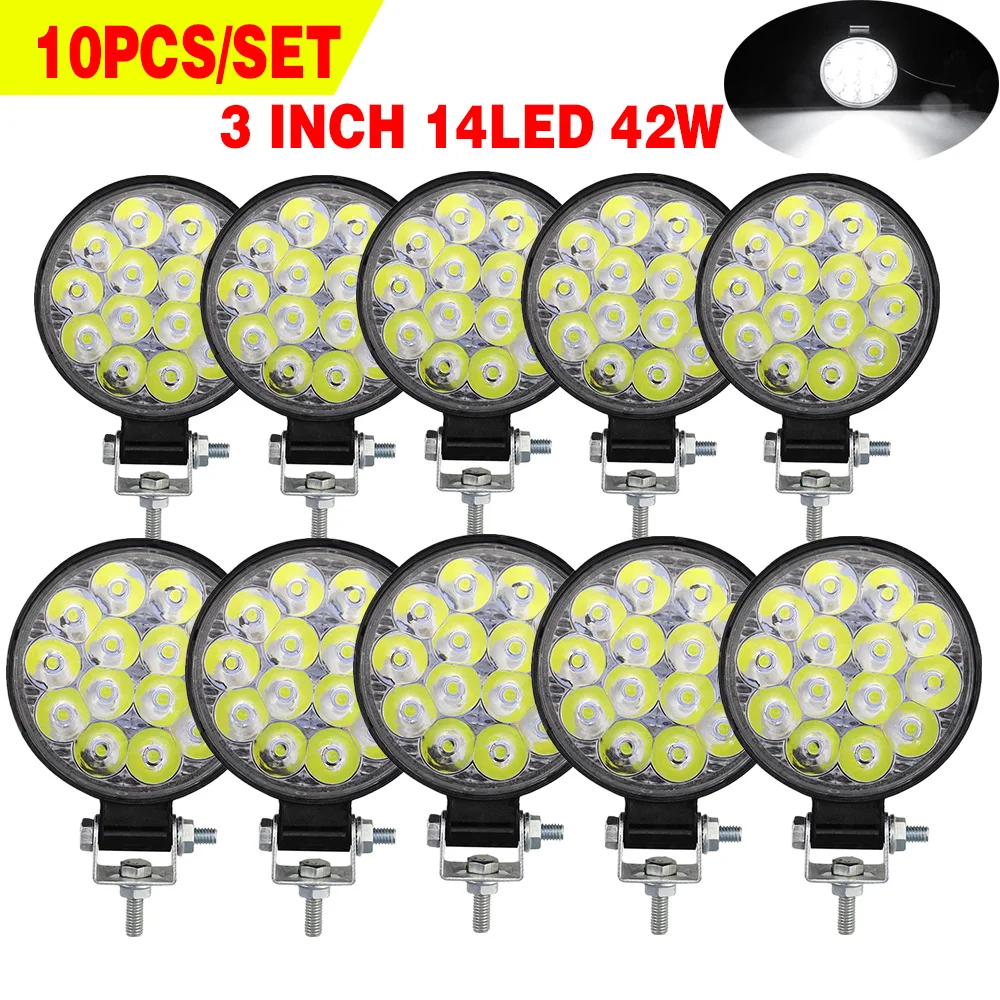 10-Pcs-Work-Light-LED-Car-Front-Fog-Light-9-30V-42W-14LED-48W-16SMD ...