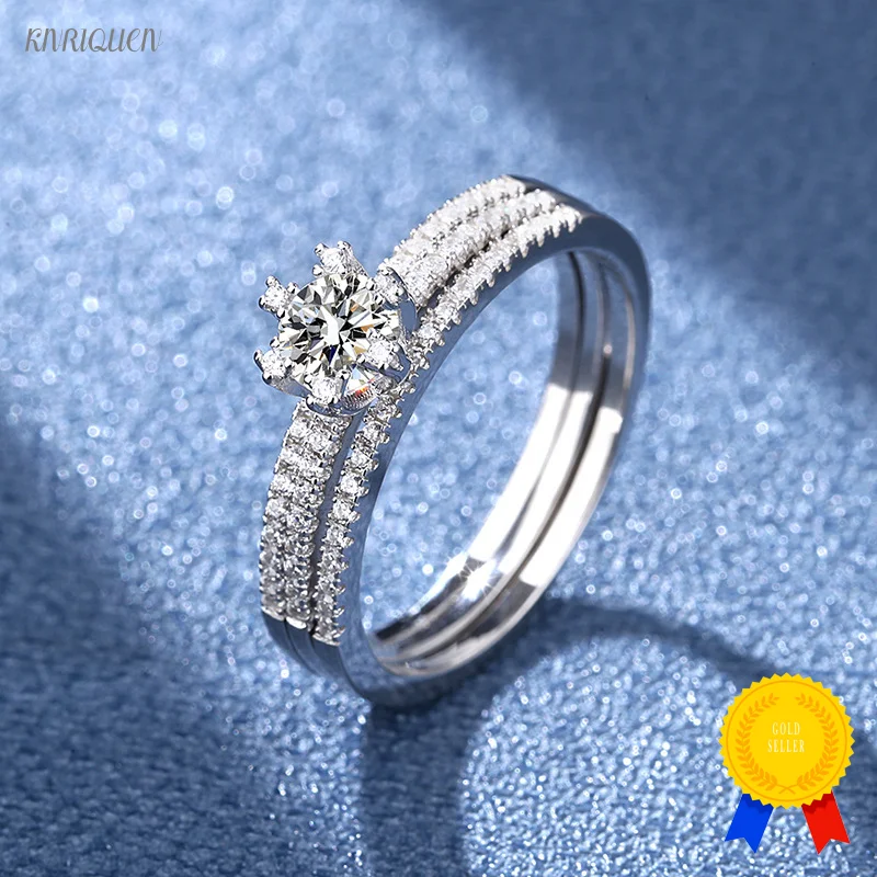 Certified-Two-in-One-Changeable-Sterling-Silver-S925-Moissanite-Diamond-Ring-Set-1-Carat ...