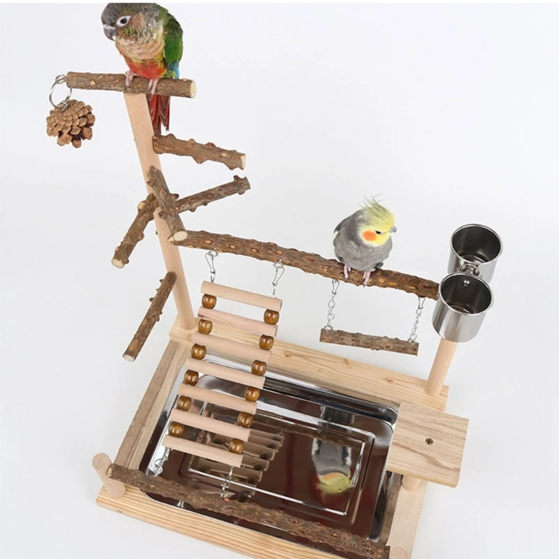 Bird Stand 4 Layer Wood Parrot Playstand Large Bird Play Gym Stand ...