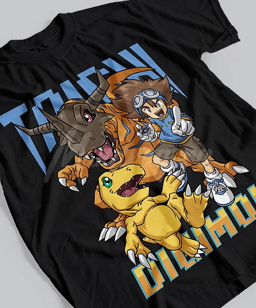 T-shirt For Anime Digimon Tai y Agumon Transformación Greymon ...
