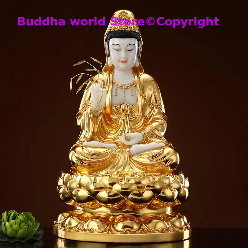 Buddhism-figure-gilding-jade-Guan-yin-Bodhisattva-buddha-Southeast-Asia-family-protection ...