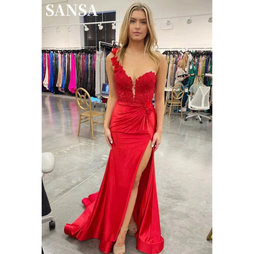 Sansa-Red-Mermaid-Prom-Dress-One-Shoulder-Satin-Wedding-Dresses-Elegant ...