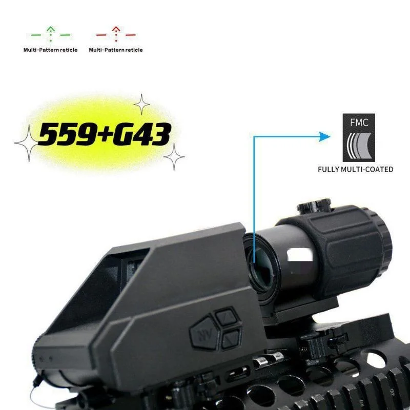 Tactical 559+G43 Rifle Multi-Pattern Arrow reticle Red Green Dot Sight ...