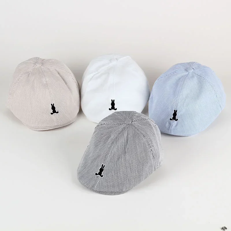 Hot-Solid-Color-Children-Berets-Stripe-Cotton-Thin-Fashion-Simple-Kids ...
