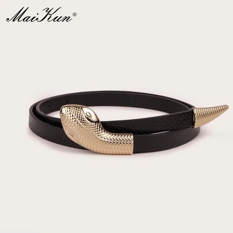 Maikun Snake Buckle Belt For Women Black Mirror Patent Leather Snake ...