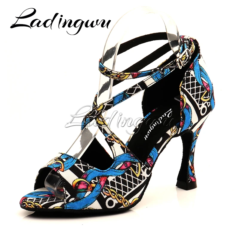 Ladingwu Salsa Jazz Ballroom Latin Dance Black Shoes For Dancing Women ...