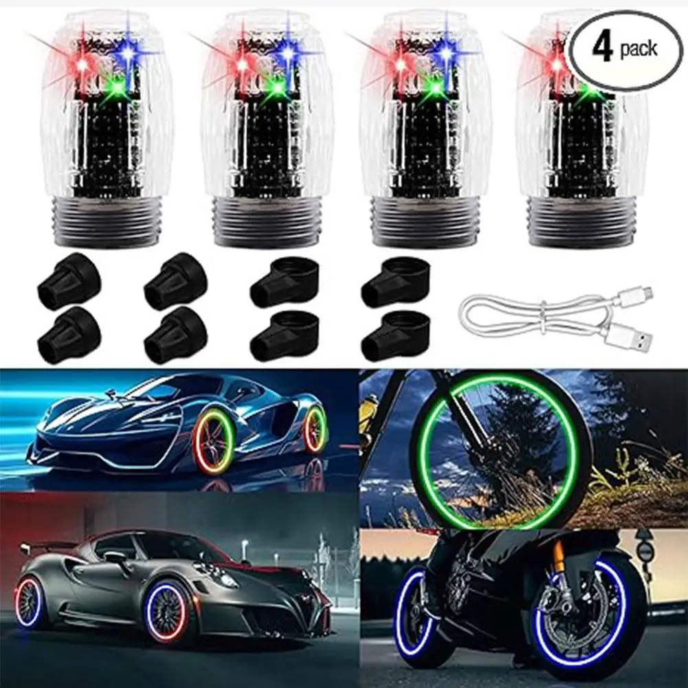 2-4PCS-Auto-Shining-Bike-Moto-Wheel-Tire-Tyre-Light-Cap-Cover-Car-Air ...