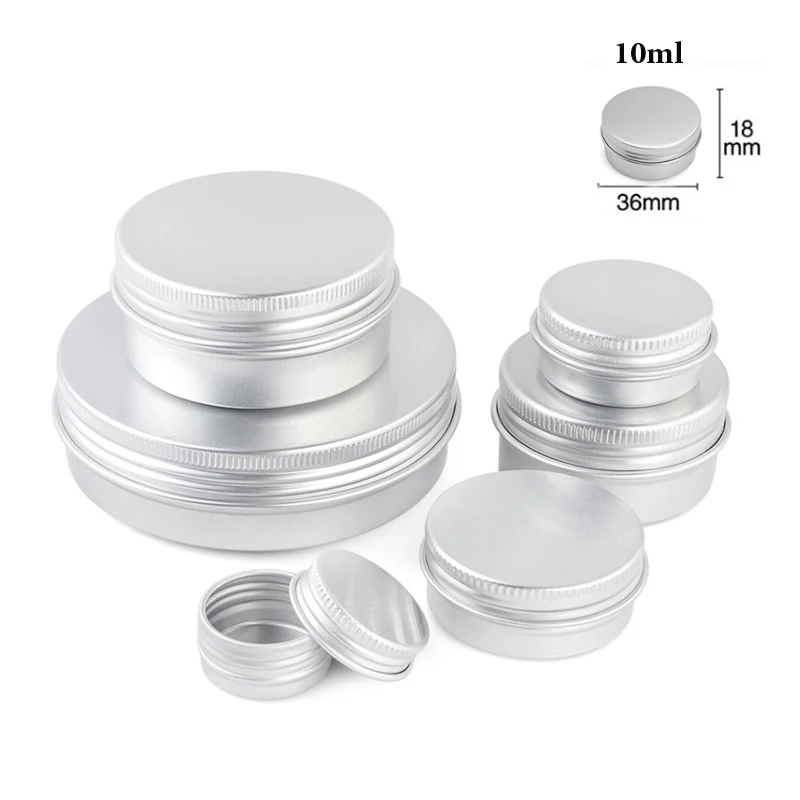 5-50Pcs 5ml-100ml Empty Silver Aluminum Tins Cans Screw Top Round ...
