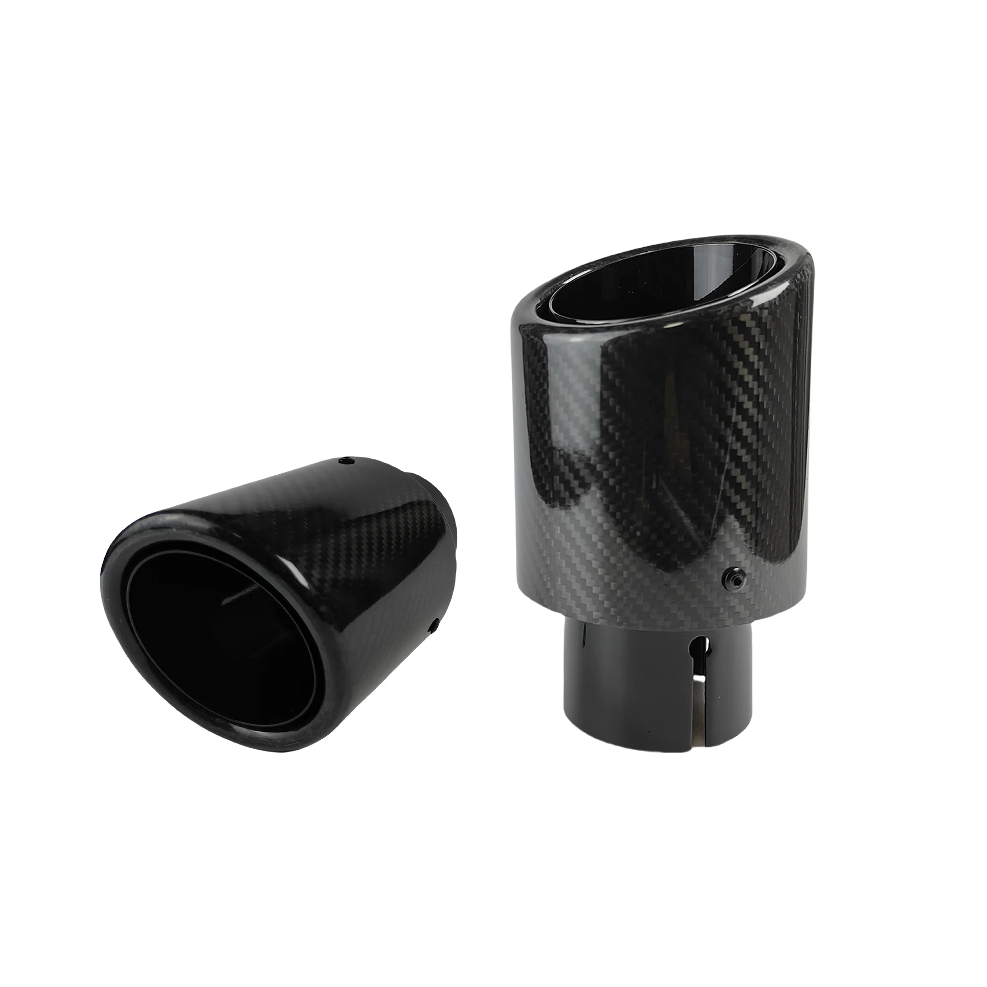 Car Glossy Twill Carbon Fiber Muffler Tip Exhaust System Pipe Mufflers ...