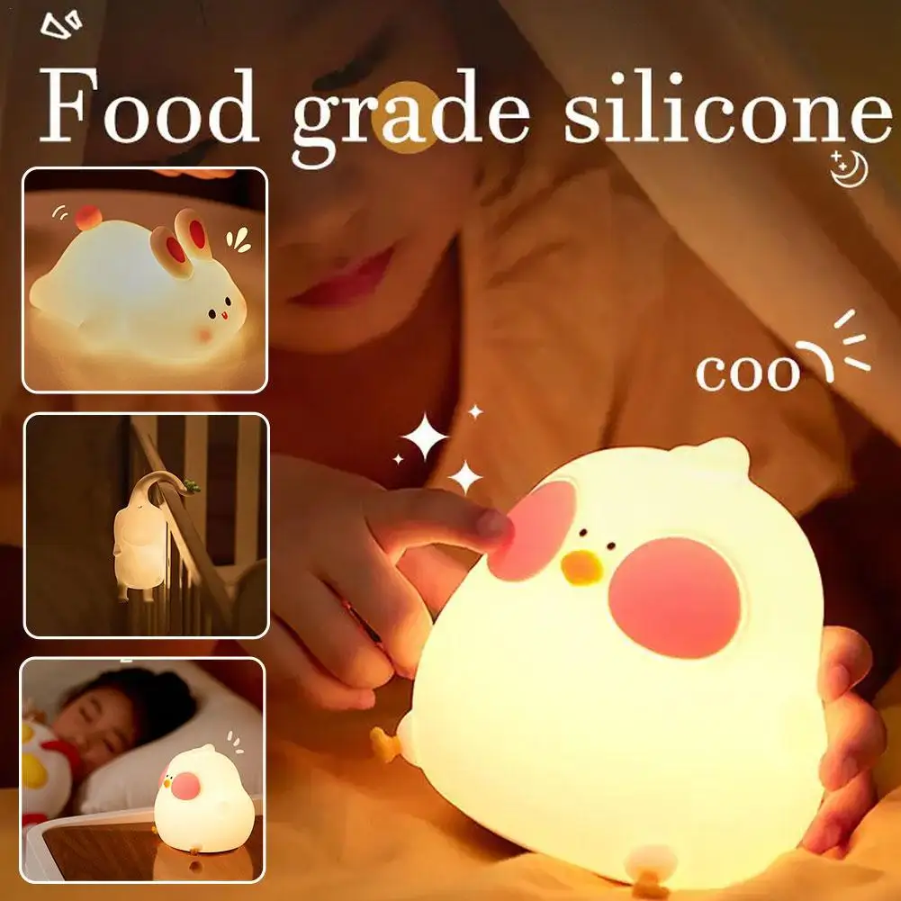 LED-Night-Light-Cute-Elephant-Rabbit-Silicone-Lamp-With-Timer-Baby ...