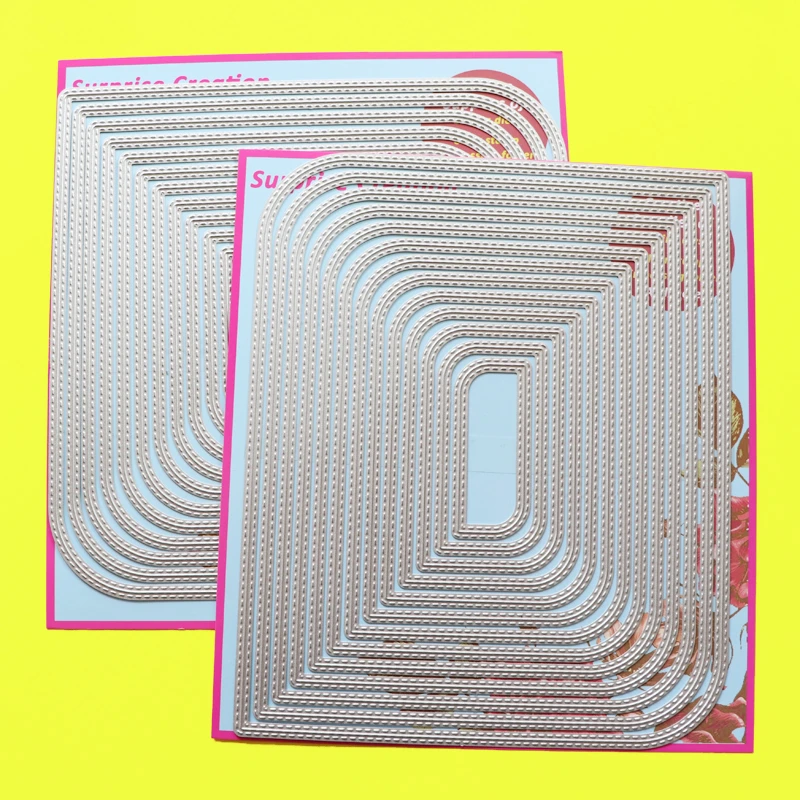 2 Set Irregular Shape Stitched Rectangle Square Large Cutting Dies ...