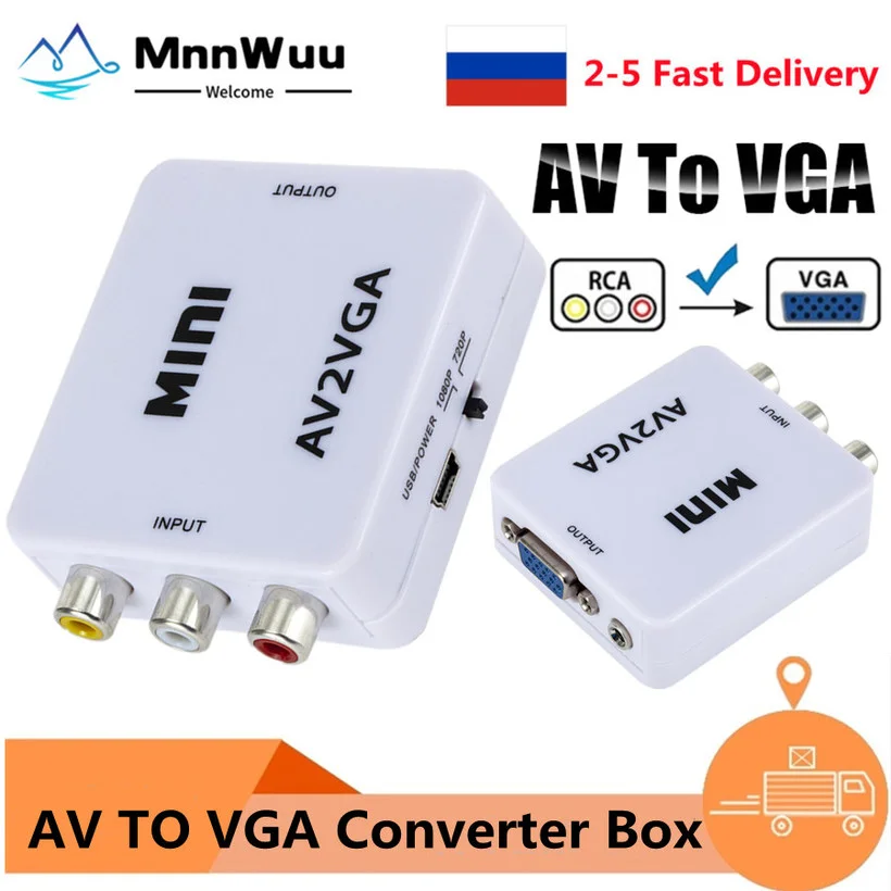 Adaptador-de-v-deo-RCA-a-VGA-1080P-AV-a-VGA-Mini-AV2VGA-convertidor-de ...