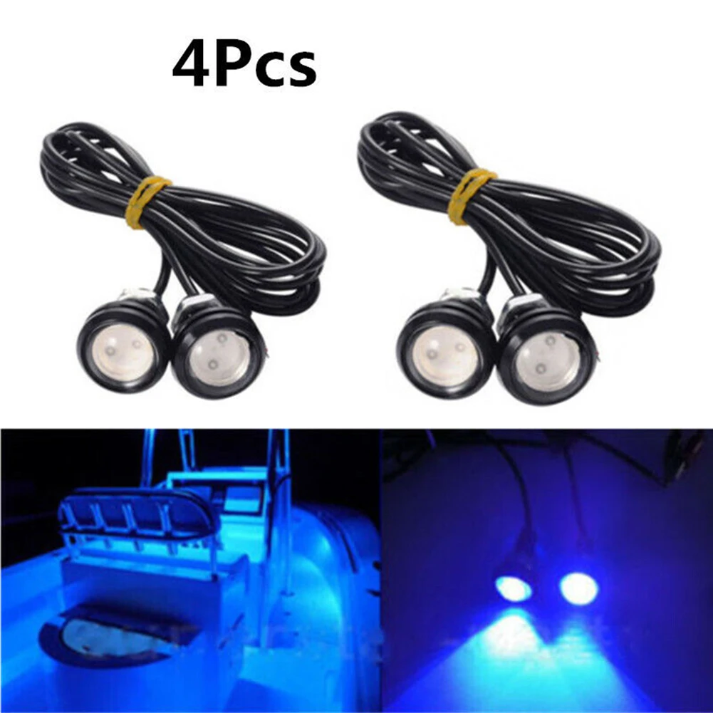 4Pcs-Blue-LED-Marine-Boat-Light-Silver-Waterproof-Outrigger-Spreader ...