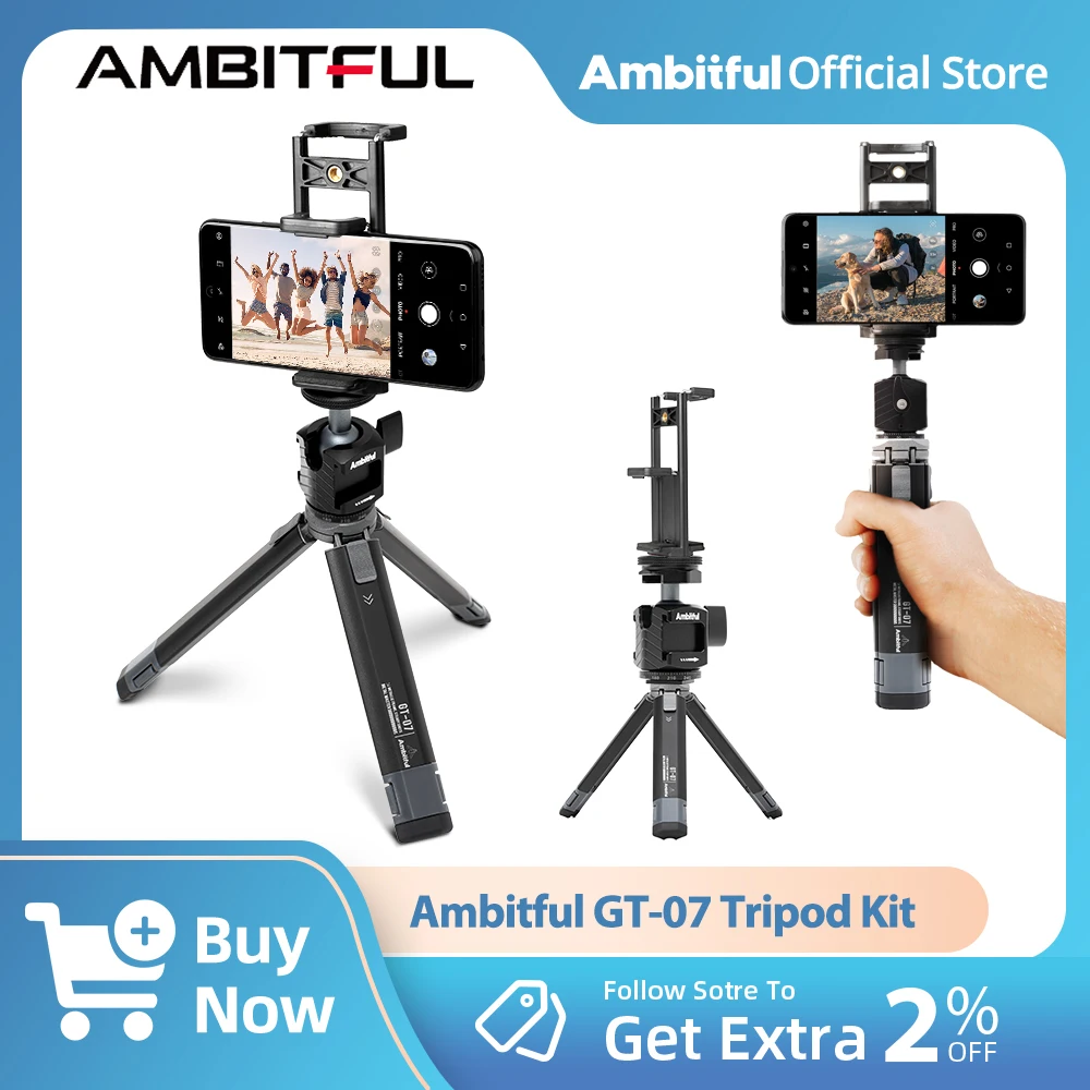 AMBITFUL GT07 Tripod Stand Holder Metal Desktop Tripod With Ball Head ...