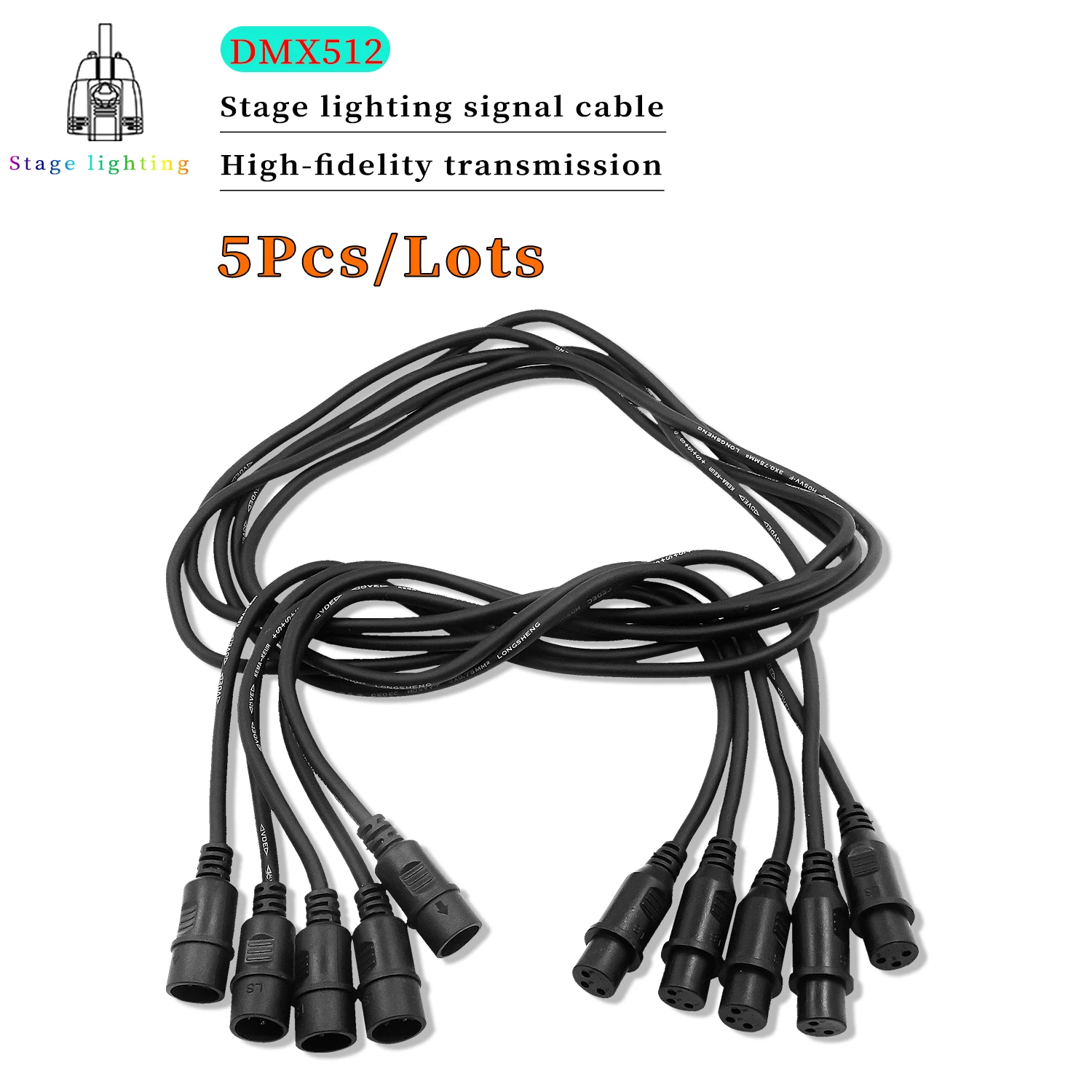 5-Pcs-lot-3-PIN-DMX-Signal-Line-1M-20M-Black-Connector-DMX-Cable-Used ...