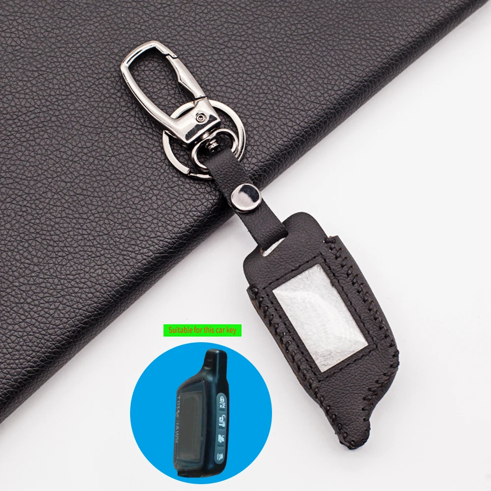 LCD-Remote-Control-100-Leather-Key-Fob-Case-For-Russian-Version-Vehicle ...