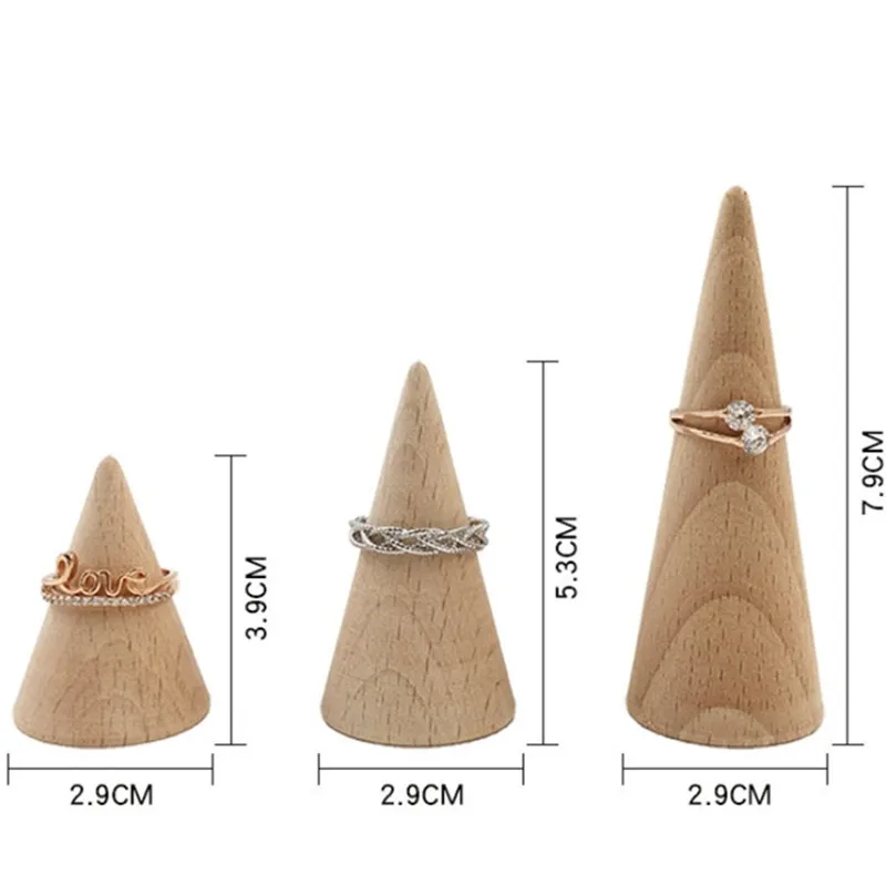 Wooden-Ring-Tray-Beech-Wood-Oblique-Conical-Ring-Display-Stand-Jewelry ...