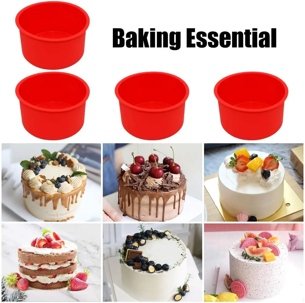 4 6 8 10 Inch Round Shape Mold Silicone Small Cake Baking Pan Mousse ...