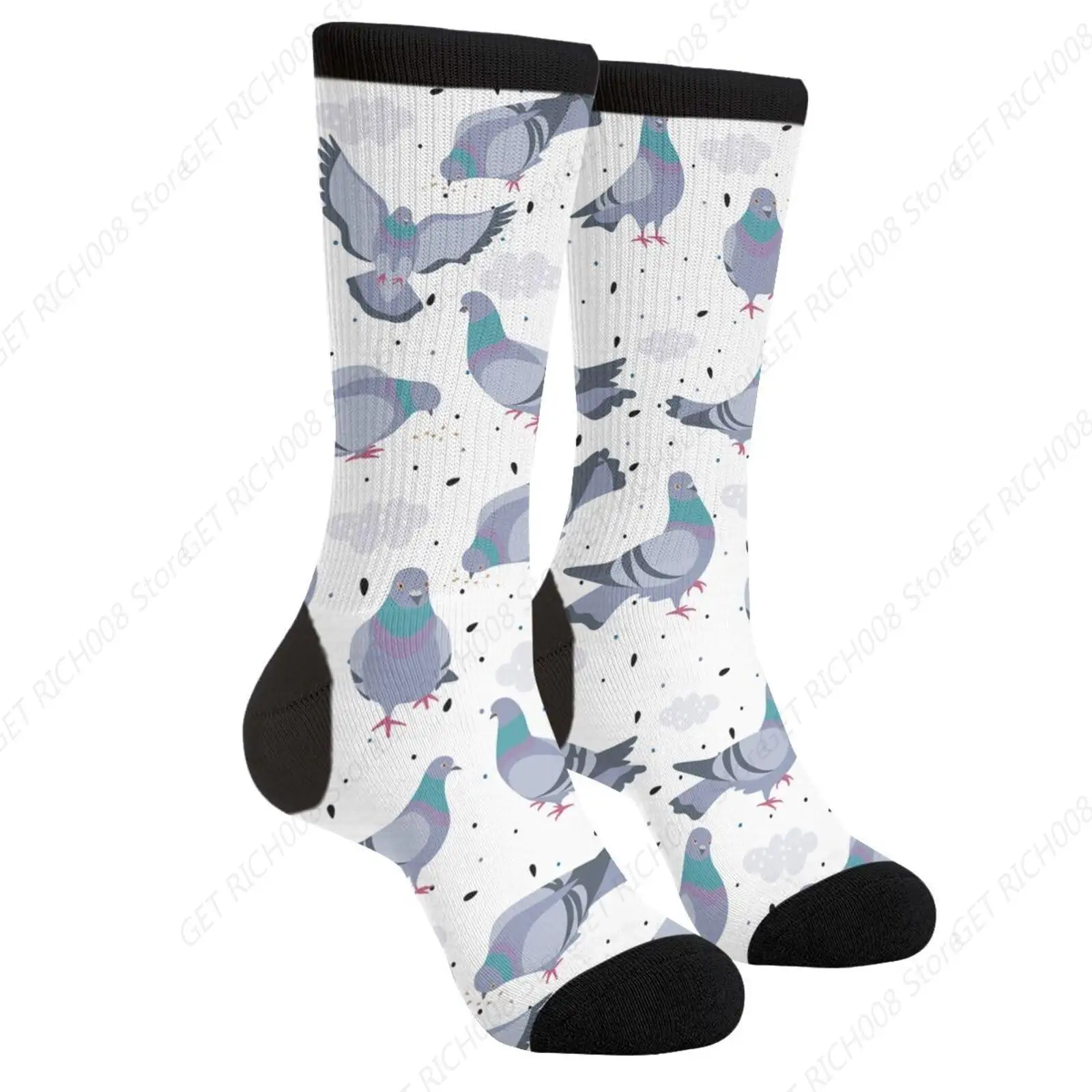 Pigeon Novelty Crew Socks Casual Crazy Funny Dress Socks For Women Men ...