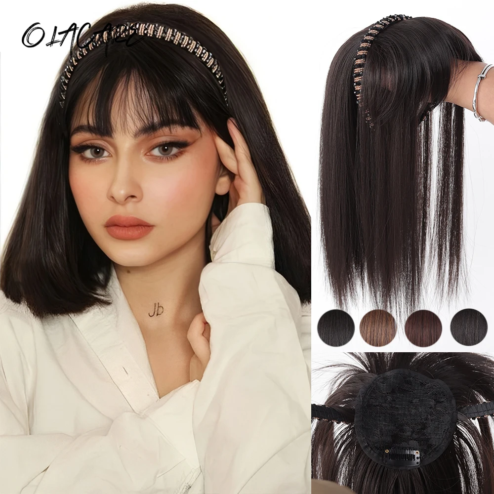 OLACARESynthetic Headband Bangs Extension Fake Hair Blunt Fringe with ...