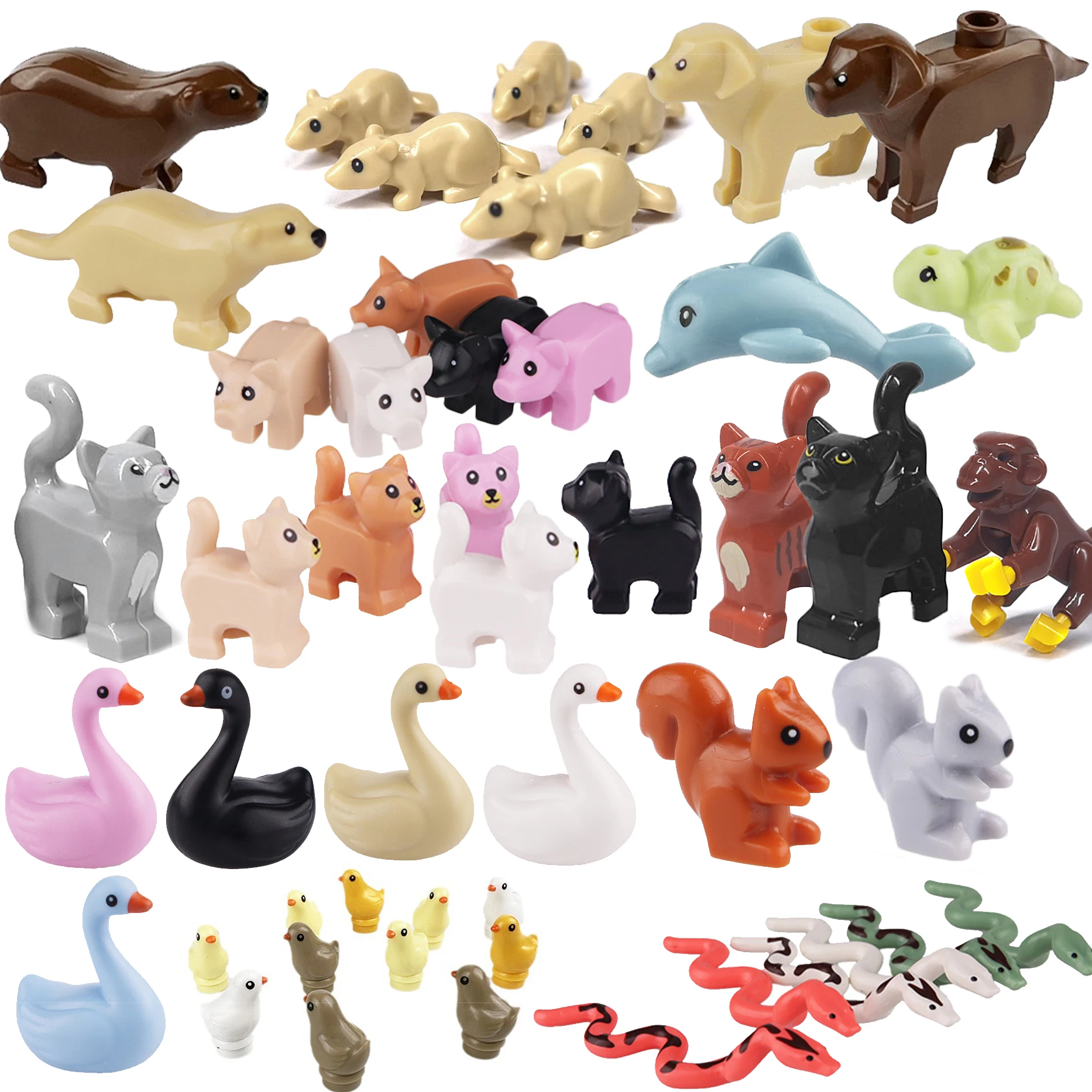 MOC-Animals-Buillding-Blocks-Cobra-Snake-Dog-Squirrel-Sea-Turtle-Swan ...