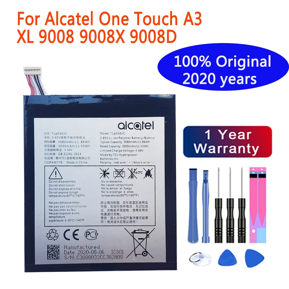 100-Original-3000mAh-TLP030JC-Phone-Battery-For-Alcatel-One-Touch-A3-XL ...